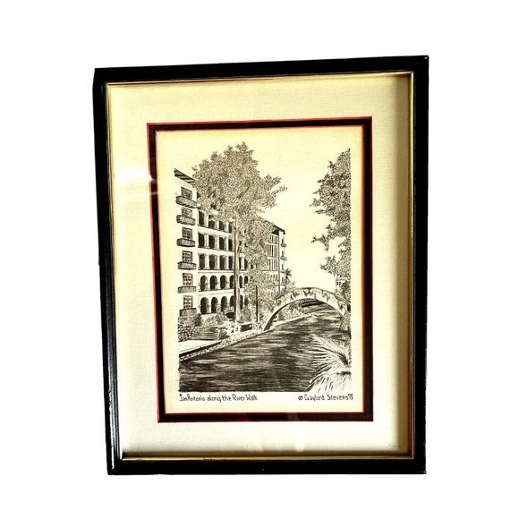 Art | Gaylord Stevens 75 San Antonio Along The River Walk Ink Drawing ...